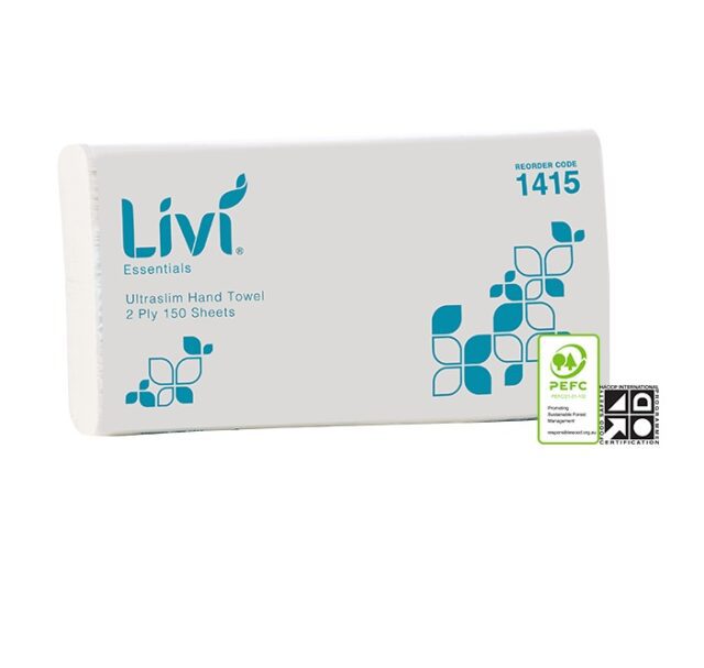 Livi Essentials Ultraslim Hand Towel 2 Ply 150 Sheets – Hospeco