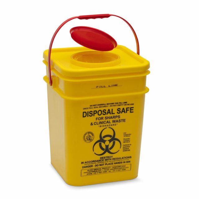 Sharps Container 17.5 L Non-Spill Snap on Lid – Hospeco PTY LTD