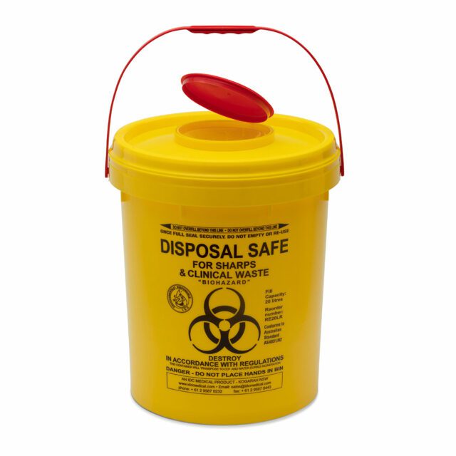 Sharps Container 23 L Non-Spill Snap on Lid – Hospeco PTY LTD