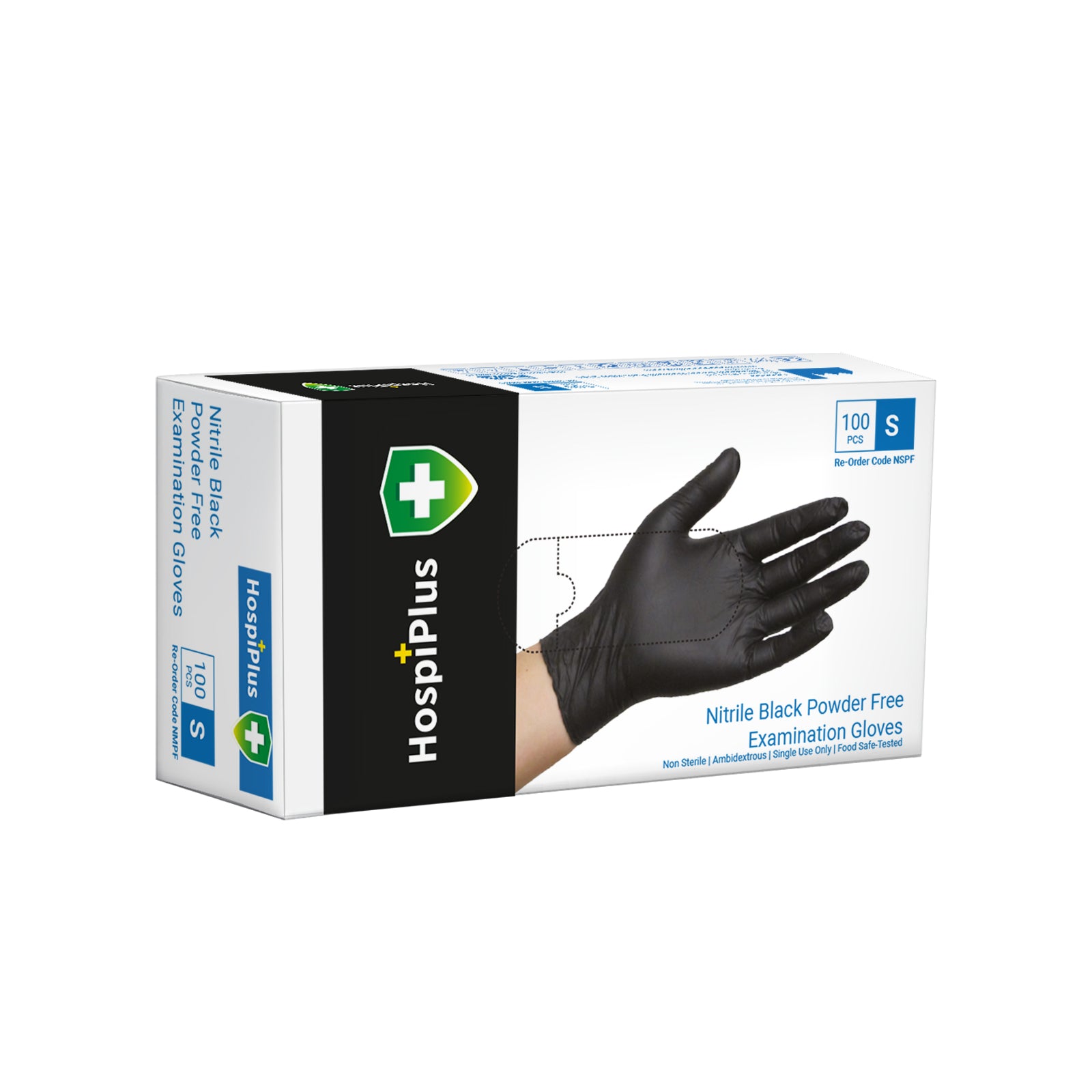 HospiPlus Black Nitrile Powder-Free Gloves – Hospeco